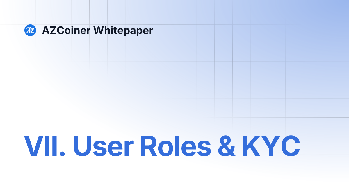 VII. User Roles & KYC | AZCoiner Whitepaper VII. User Roles & KYC | AZCoiner Whitepaper